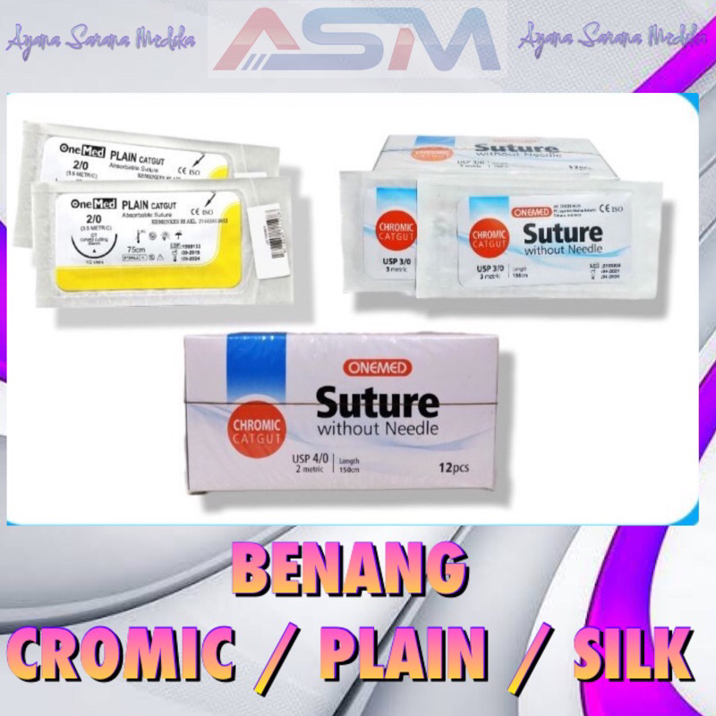 Jual BENANG JAHIT CATGUT CHROMIC PLAIN SILK ONMED* | Shopee Indonesia
