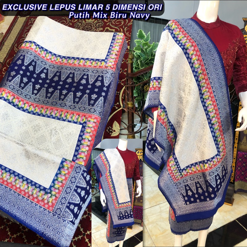 Jual NEW Songket Rakam Limar 5 Dimensi ORI / putih biru /songket tenun asli palembang /ilham ...