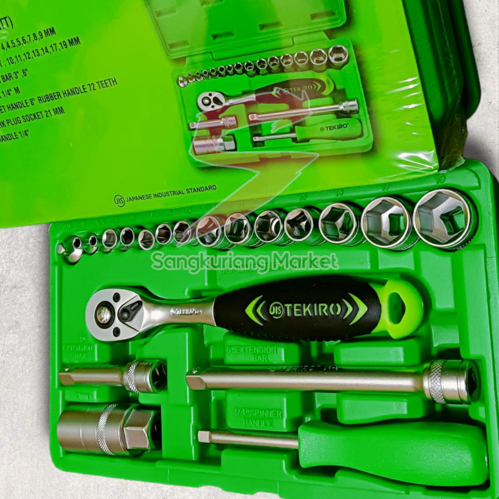 Jual TEKIRO Kunci sok sock socket set 21 pcs 1/4 inc - 3/8 6PT | Shopee Indonesia