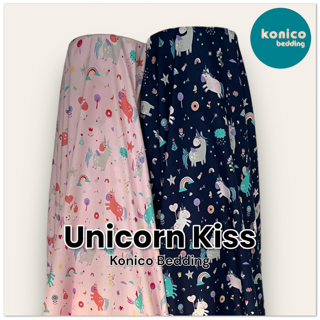 Jual KONICO Bahan Kain Sprei Bahan KATUN HALUS Motif UNICORN KISS anak Meteran ( kain meteran ...