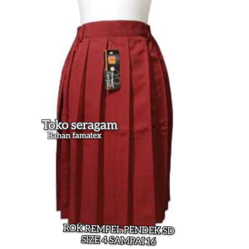 Jual ROK REMPEL PENDEK SD MERAH SIZE 4 SAMPAI 16/Rok plesir pendek ...