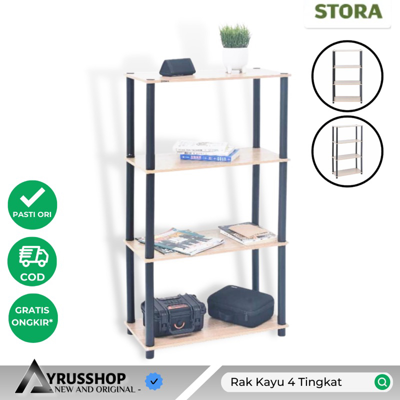 Jual Rak Kayu Desain Modern & Minimalis Ideal Untuk Pajangan Buku 4 ...