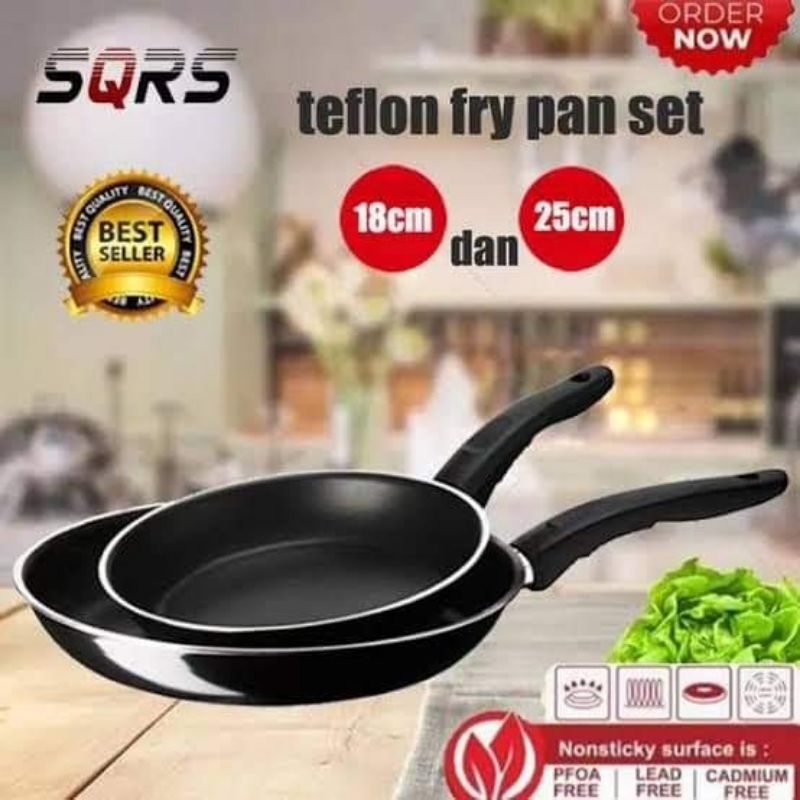 Jual Frypan Teflon set 2 in 1-Wajan Penggorengan Set 2 pcs / Teflon ...