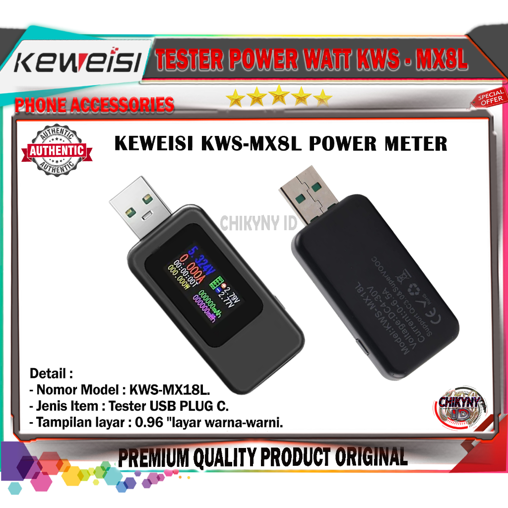 Jual TESTER WATT METER USB KWS-MX18L WARNA DISPLAY USB TESTER TEGANGAN ...