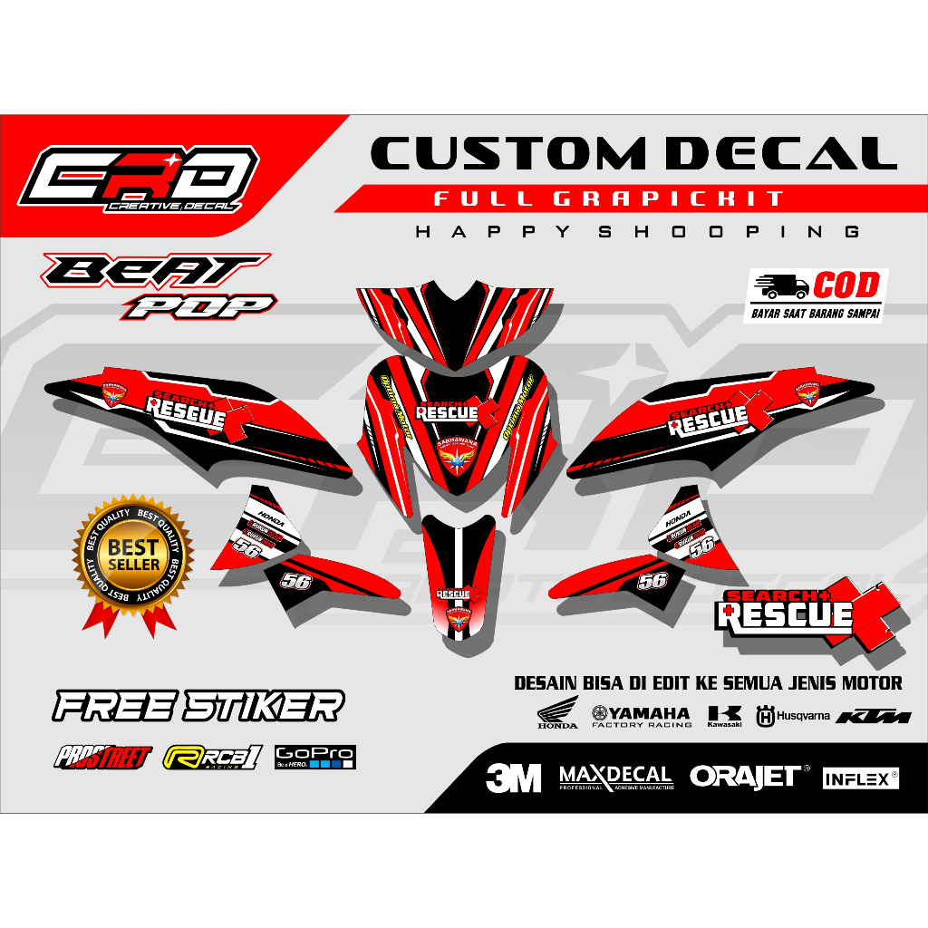 Jual Decal Beat Pop Bisa ubah warna, nama, nomor | Shopee Indonesia