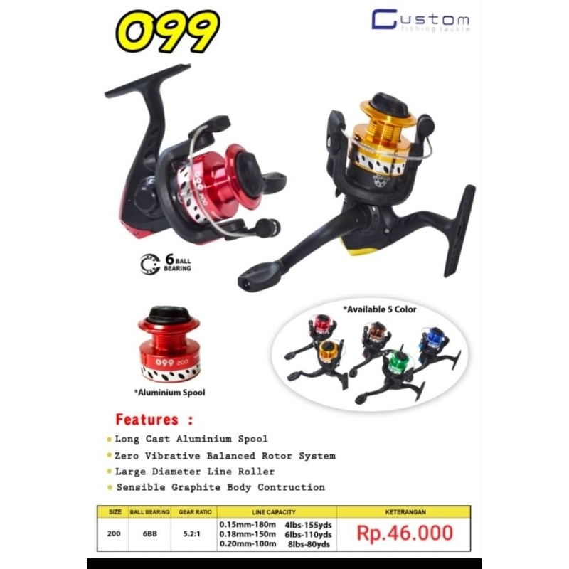 Jual reel murah custom type 099 200 6 bb reel murah type kepala besi ...
