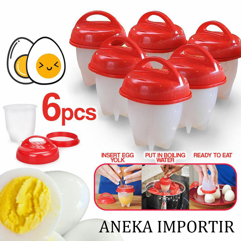 Jual Cetakan Telur Rebus Telor Silikon Set 6 Wadah Box / Silicone Egg ...