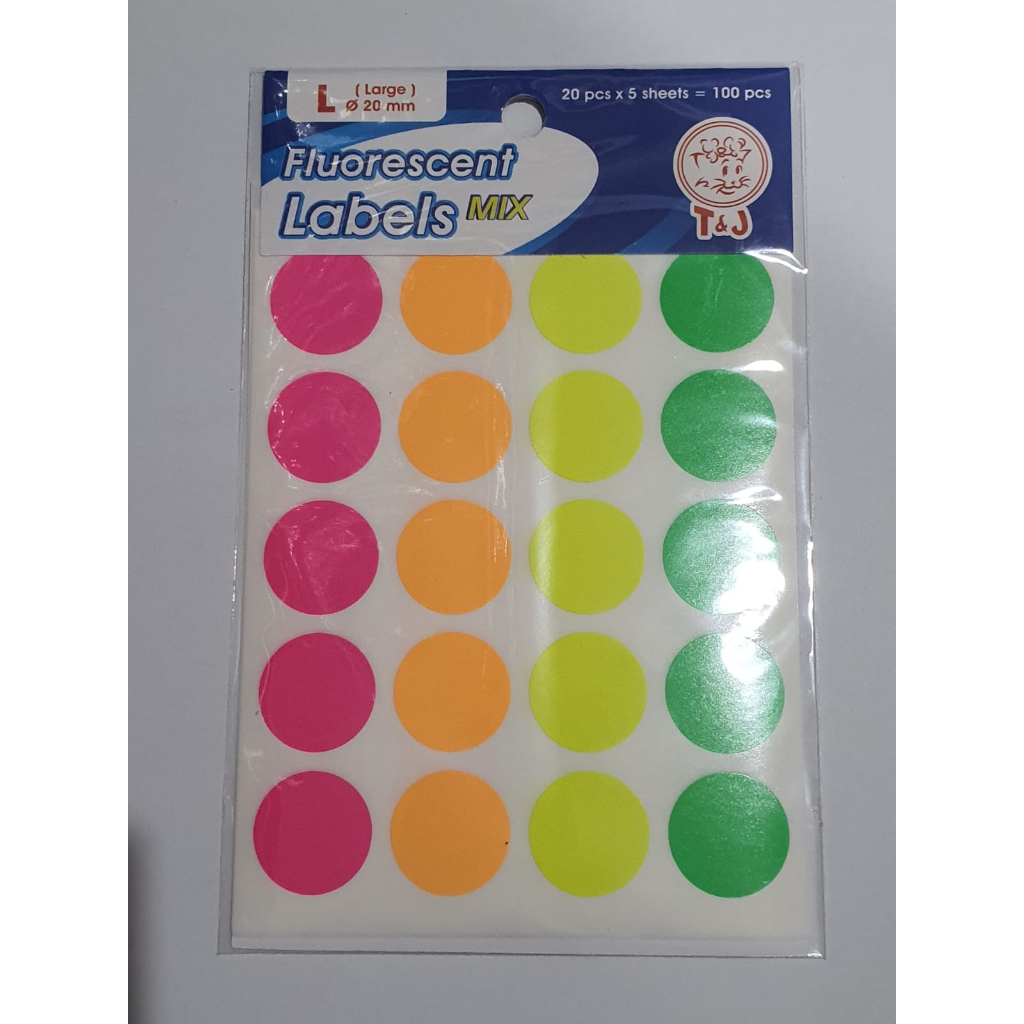 Jual Fluorescent Labels Mix Tom & Jerry Sticker Label Bulat Warna ...