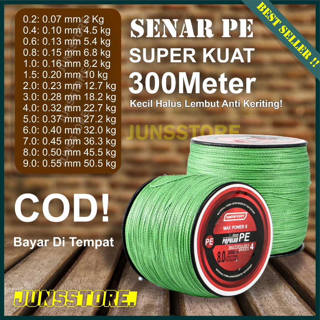 Jual Senar Pancing PE 300m X4 Super Kuat Benang Mancing Tali Memancing P E Anti Keriting Casting ...