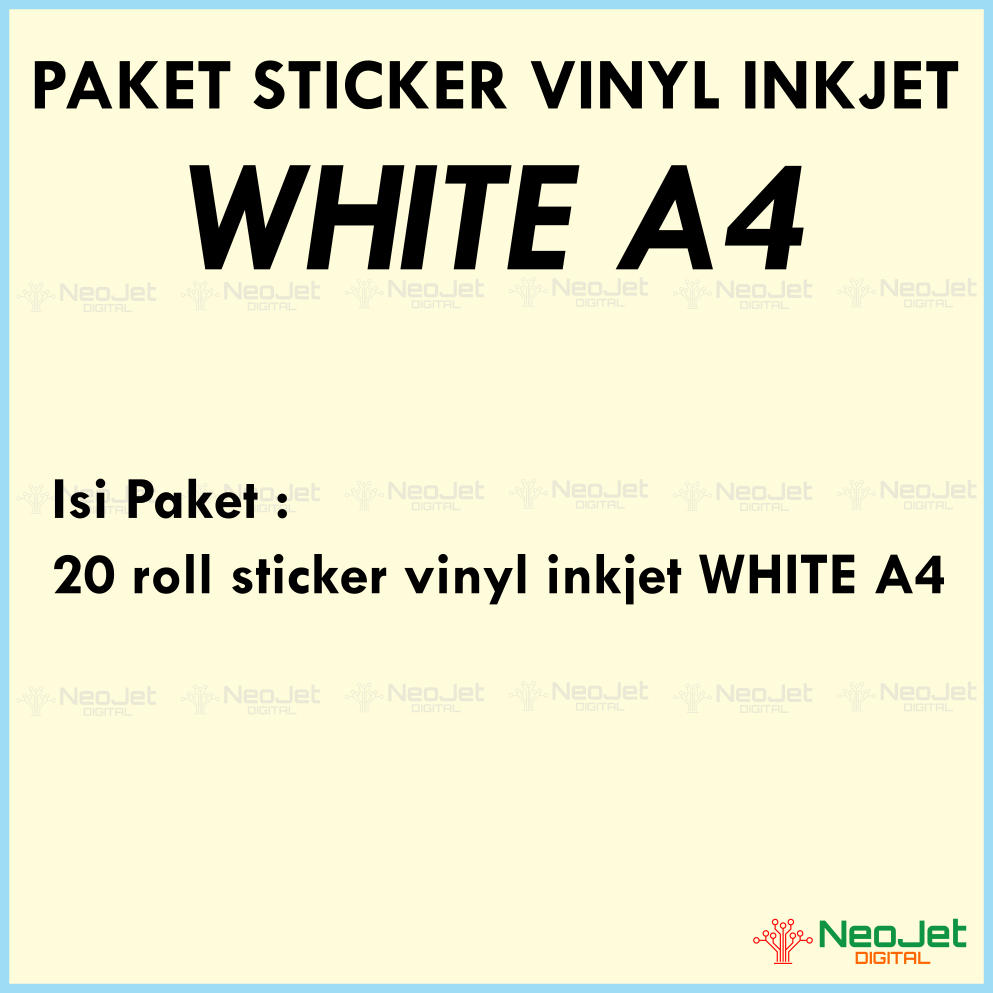 Jual Paket Sticker Vinyl Inkjet White Putih Glossy Panjang 30 meter isi ...