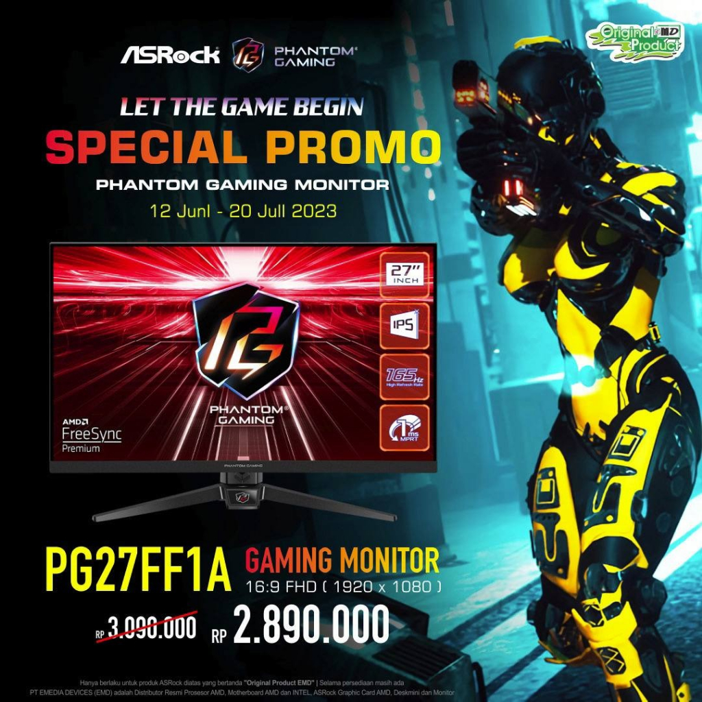 Jual Monitor Asrock Phantom Gaming LED IPS PG27FF1A - Full HD 27" Inch ...