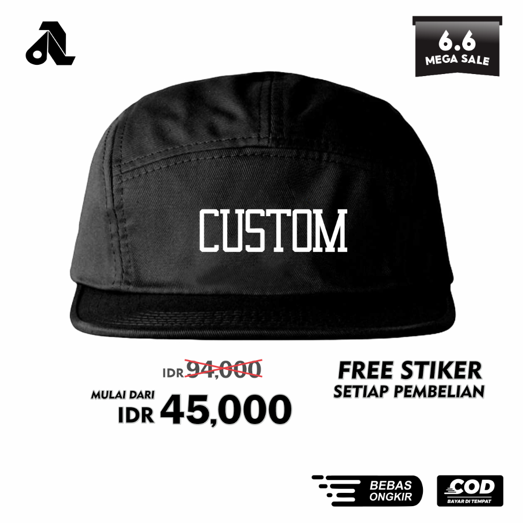 Jual Aneela Topi 5 Panel Five Panel 5 Panel Cap Topi Snapback Topi ...