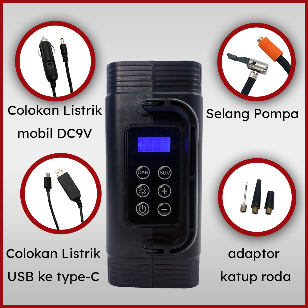 Jual Pompa Angin Portable Pompa Ban Mobil Truk Motor Elektrik Cek ...