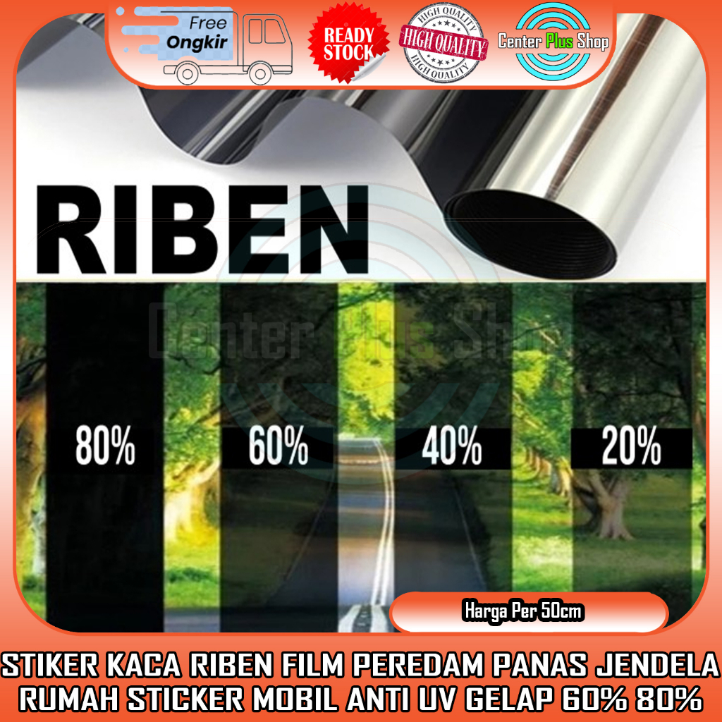 Jual Stiker Kaca Film Anti Panas 50cm 60% 80% Silau One Way Setiker Riben Jendela Rumah Mobil ...