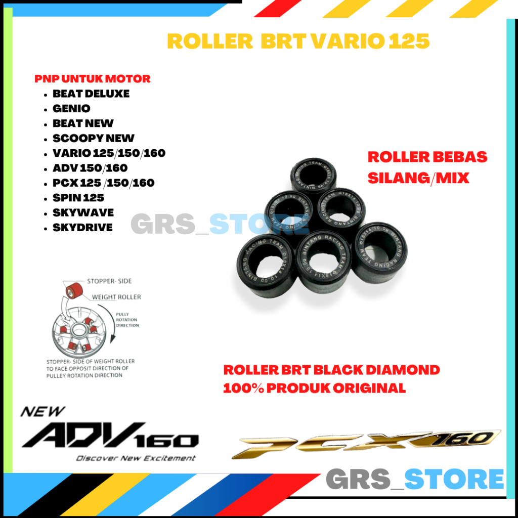 Jual ROLLER BRT VARIO 125 150 160 ADV 150 160 PCX 150 160 GENIO BEAT ...