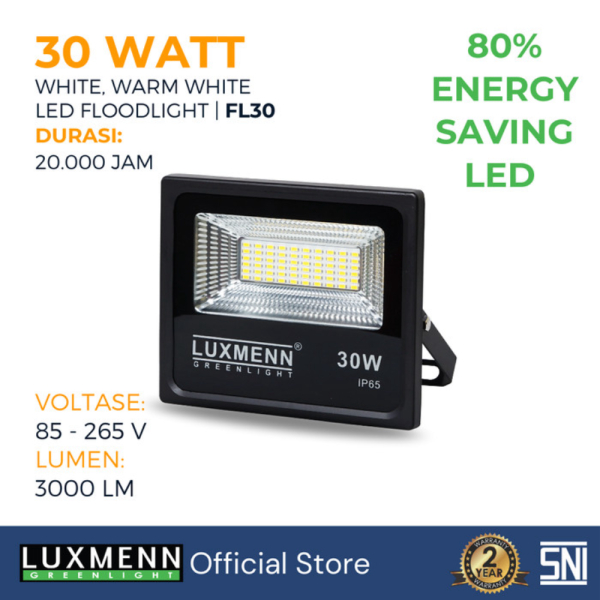 Jual Lampu Sorot FloodLight Luxmenn LED 30 Watt Putih Kuning - Putih | Shopee Indonesia