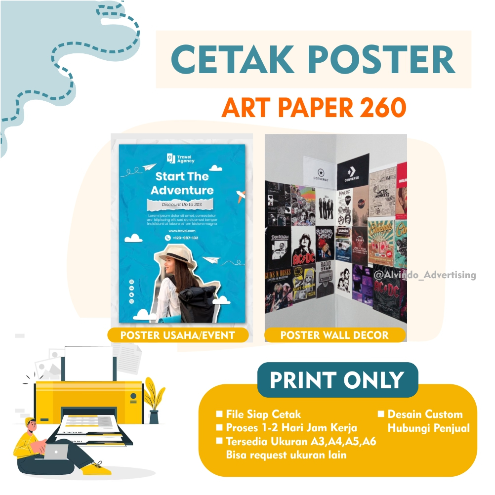 Jual CETAK POSTER ART PAPER 260 (BISA CUSTOM DESAIN) | Shopee Indonesia