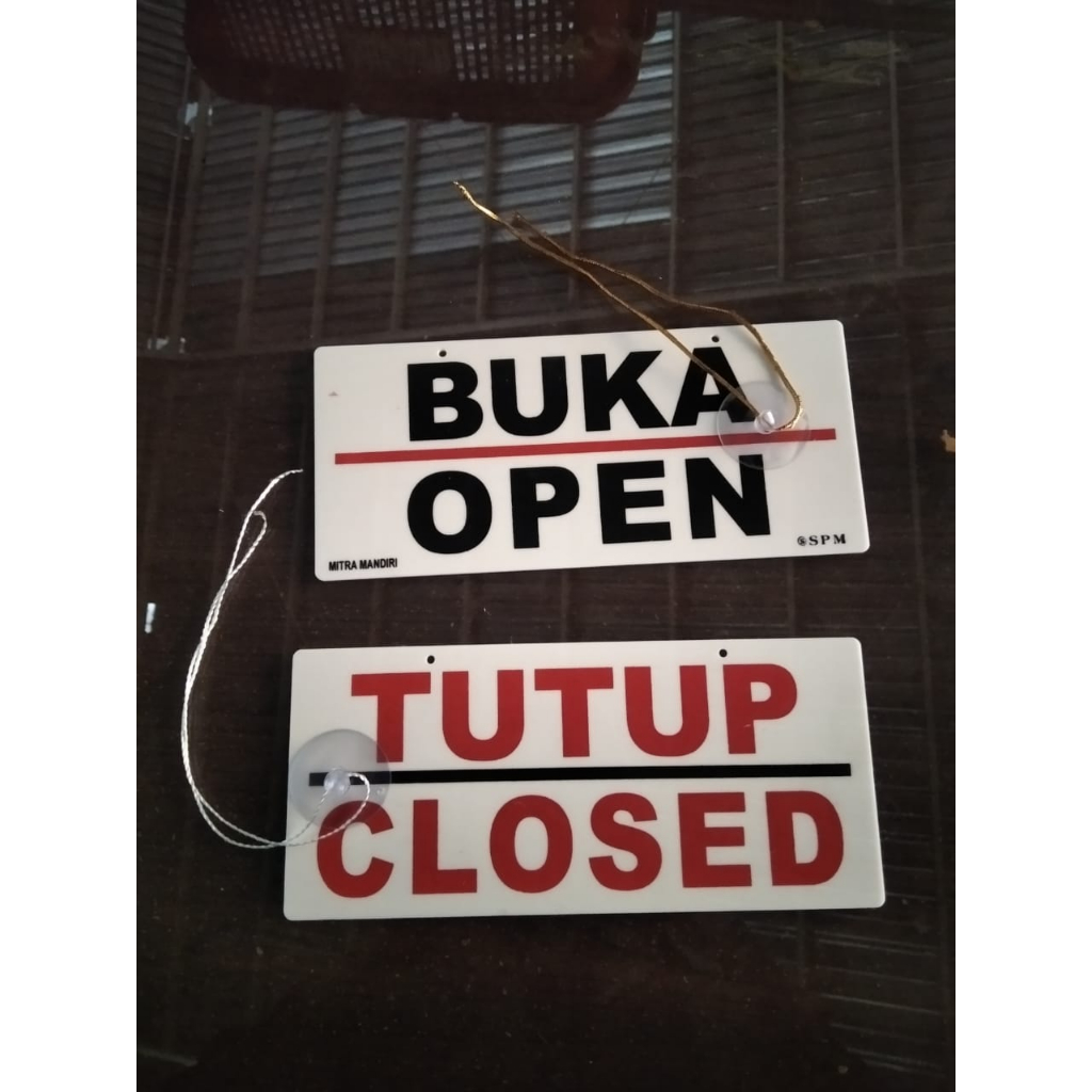 Jual Akrilik Tulisan Open Close Buka Tutup Gantung | Shopee Indonesia