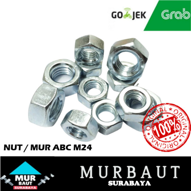 Jual HEX NUT / MUR GALVANIS M24 ABC PUTIH | Shopee Indonesia