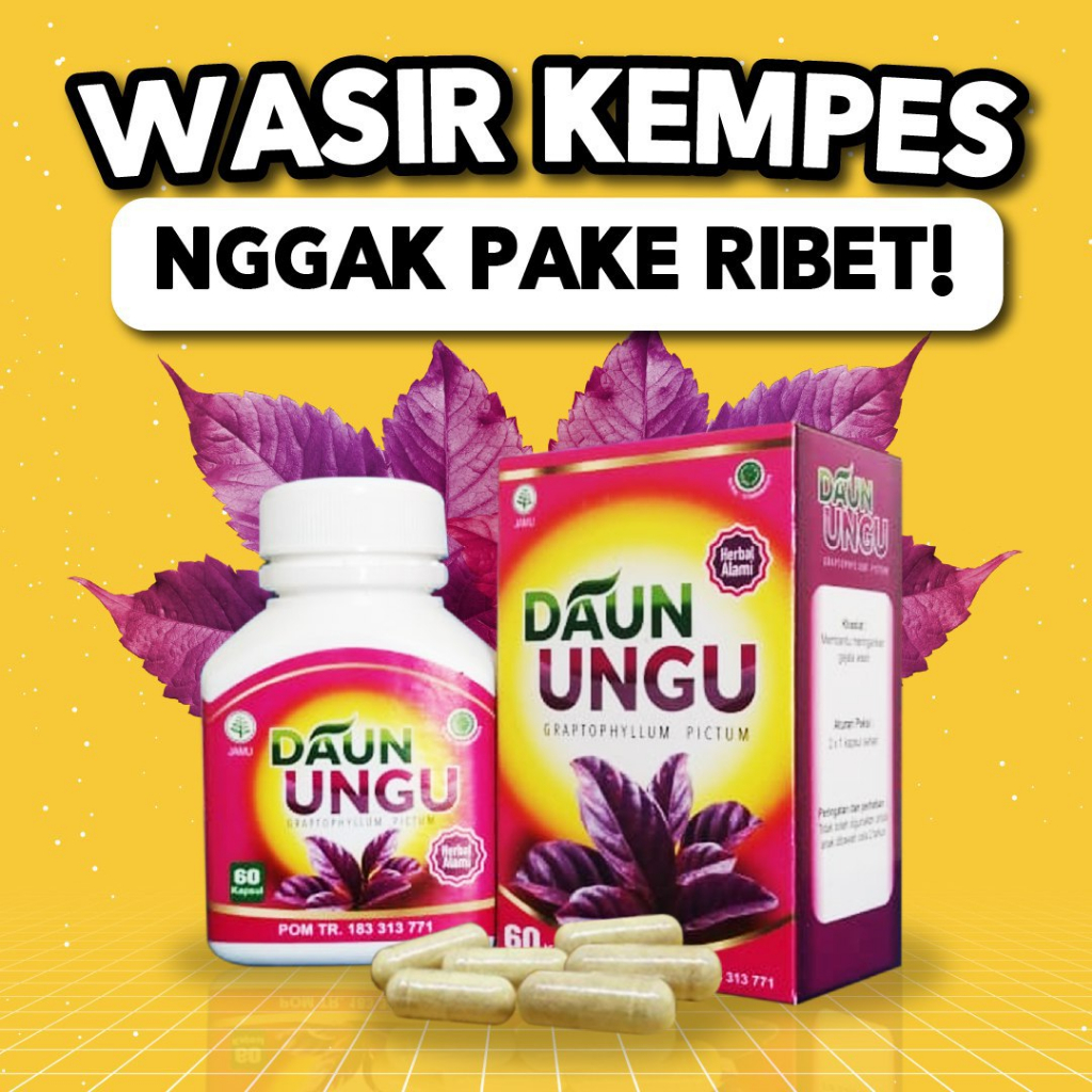 Jual Kapsul Herbal Daun Ungu ORIGINAL BPOM Obat Ambeien Wasir Ambeyen Ampuh Benjolan Asli ...