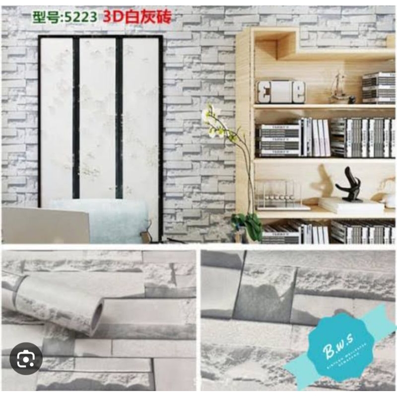 Jual Wallpaper Dinding Sticker Batu Bata Alam Putih Gading 3D ...