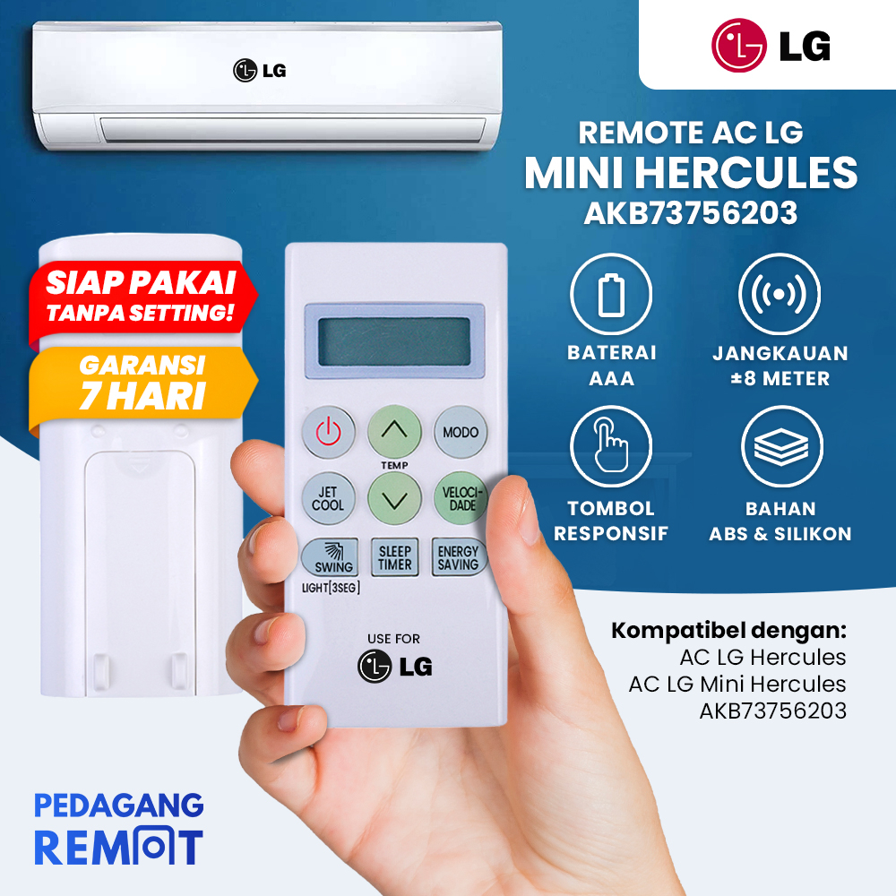 Jual Remot Remote AC LG AKB73756203 AKB73756207 Plasma Jetcool Hercules ...