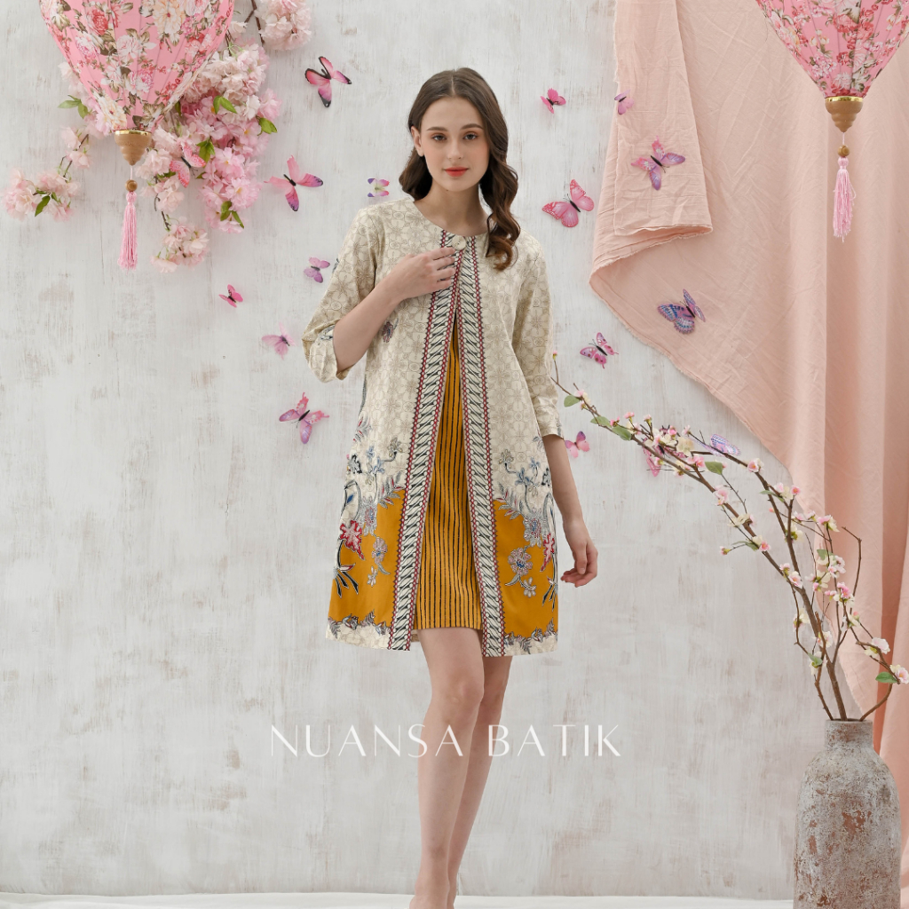 Jual Nuansa Batik Dress Batik Lengan 7/8 Bahan Katun Stretch | Shopee Indonesia