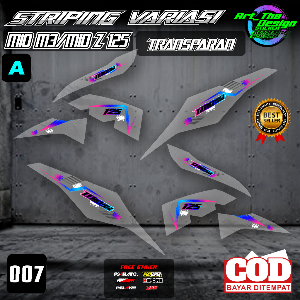 Jual 007 Striping Transparan Yamaha Mio M3/Mio Z Stiker Variasi List ...