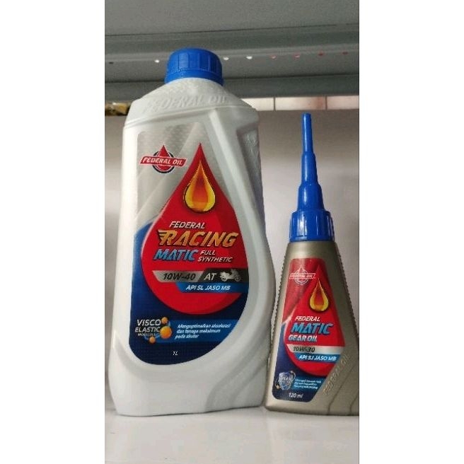 Jual federal oil racing matic 10w-40 1Liter & matic gear oil 10w-120 ml ...