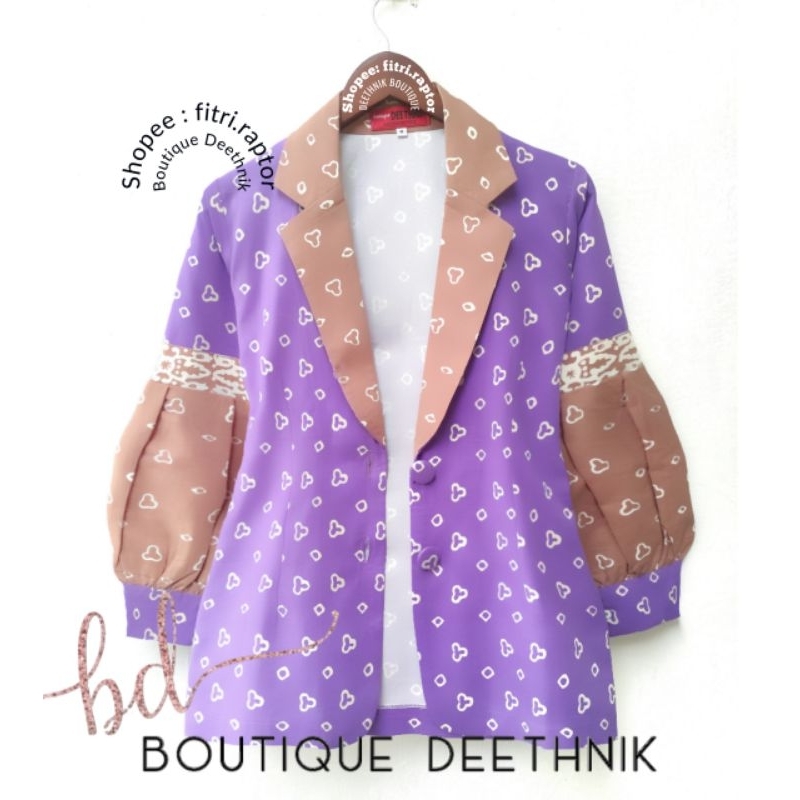 Jual Baju batik asli cap model blazer lengan balon | Shopee Indonesia