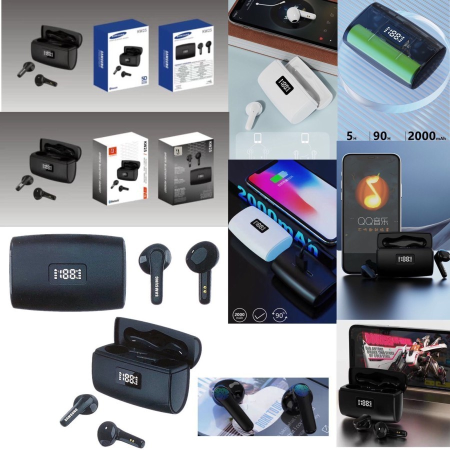 Jual Headset Earphone Bluetooth Branded TWS-25 LCD+Bisa Jadi Powerbank ...