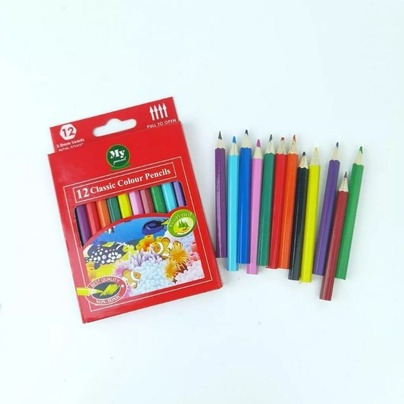 Jual Pensil Warna Pendek / Pensil Warna Set 12 Warna | Shopee Indonesia