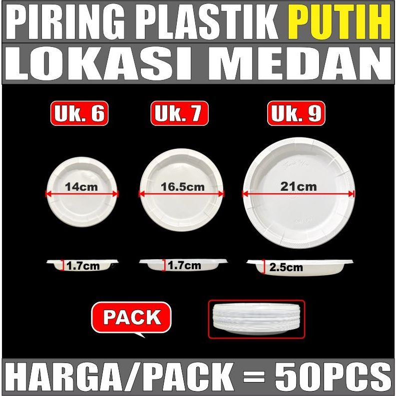 Jual Piring Plastik Tebal Putih Cemerlang P6 uk 6 kecil / P7 uk 7 ...