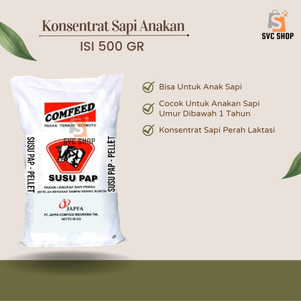 Jual Konsentrat Sapi Perah Susu Pap 500gr Makanan Sapi Pedet Konsentrat ...