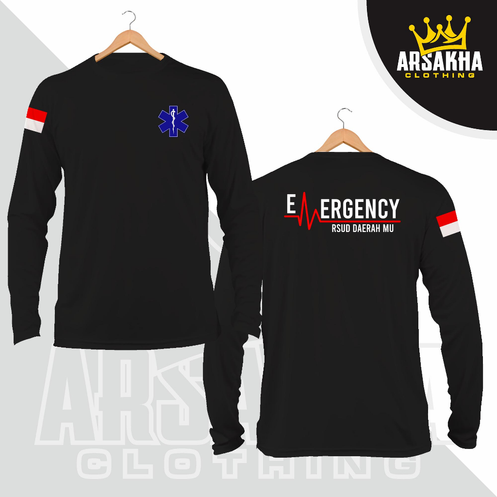 Jual Kaos Lengan Panjang PERAWAT EMERGENCY NURSE Nama RSUD V2 Distro ...