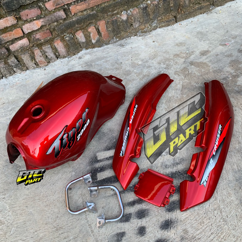 Jual Tangki tiger lama 2000 tengki tilas warna merah maron set body ...