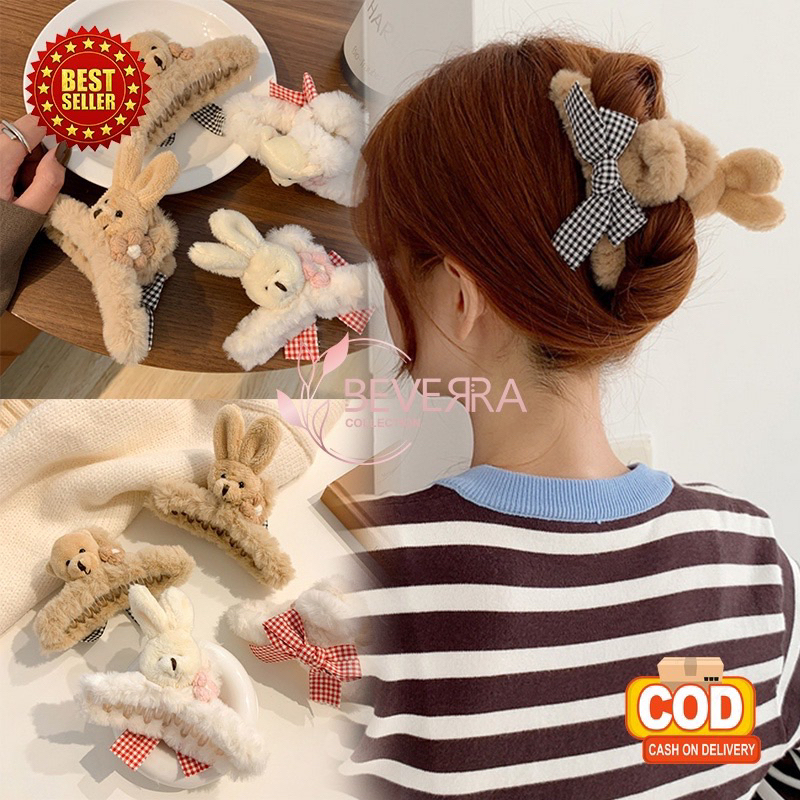Jual Jepit Jedai Bulu motif KELINCI korea / Aksesoris Rambut Fluffy ...