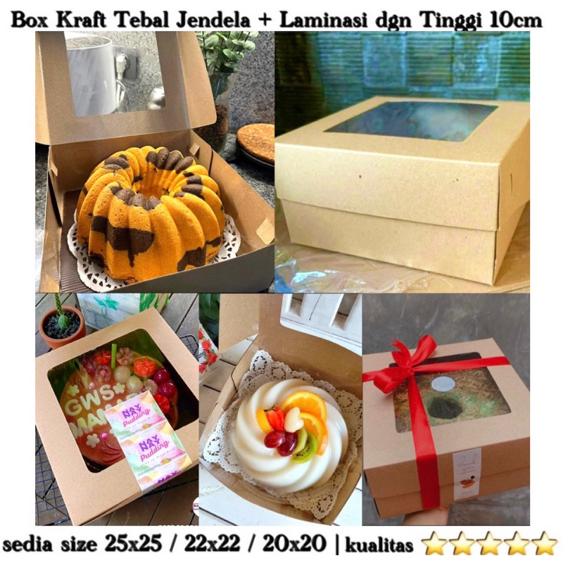 Jual Kotak Kue Tebal + Jendela FULL LAMINASI size 25x25x10 / 22x22x10 ...