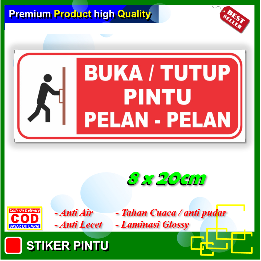 Jual Stiker buka tutup pintu pelan pelan sticker pintu rumah kamar ...