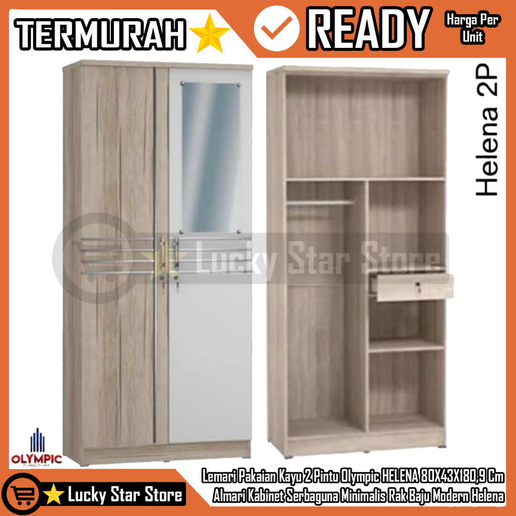 Jual [Kargo] Lemari Pakaian Kayu 2 Pintu Olympic LITE HELENA Baju ...