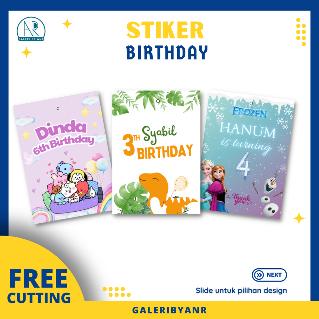 Jual Sticker birthday anak custom | Stiker ulang tahun tempel box makan ...