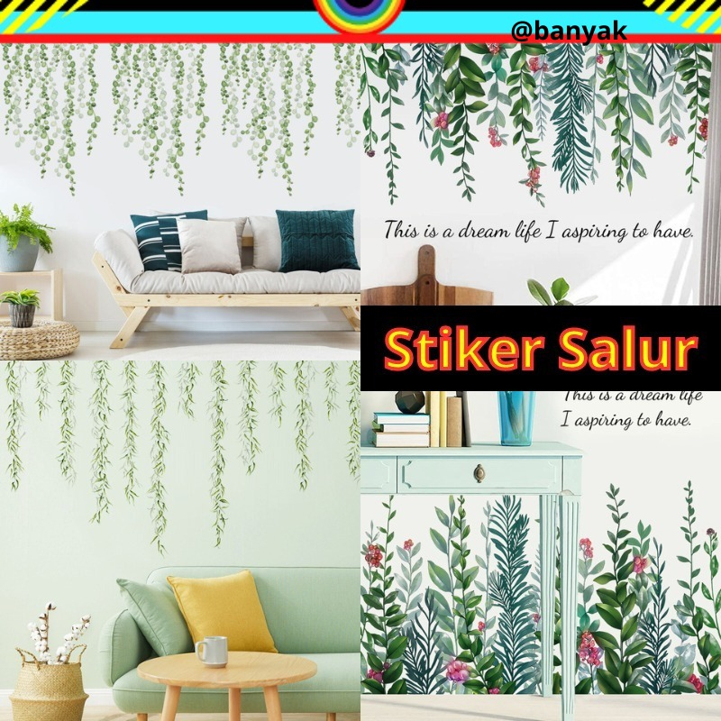 Jual WALL STICKER STIKER SETIKER STICKER DINDING SALUR SULUR JUNTAI RAMBAT DAUN HIJAU POHON ...