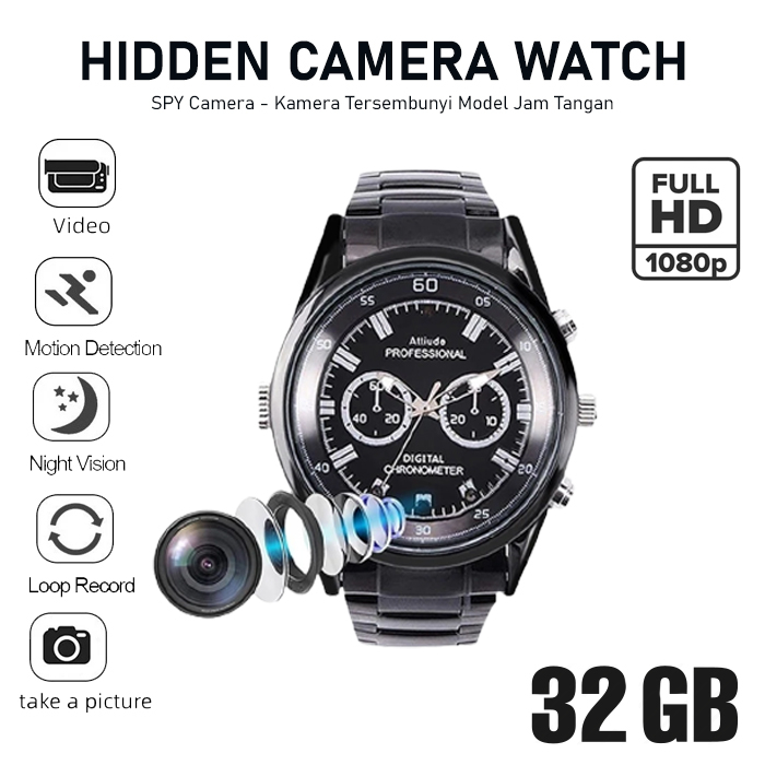 Jual Spy Camera Watch 32 Gb FHD 1080P Infrared - Kamera Tersembunyi ...