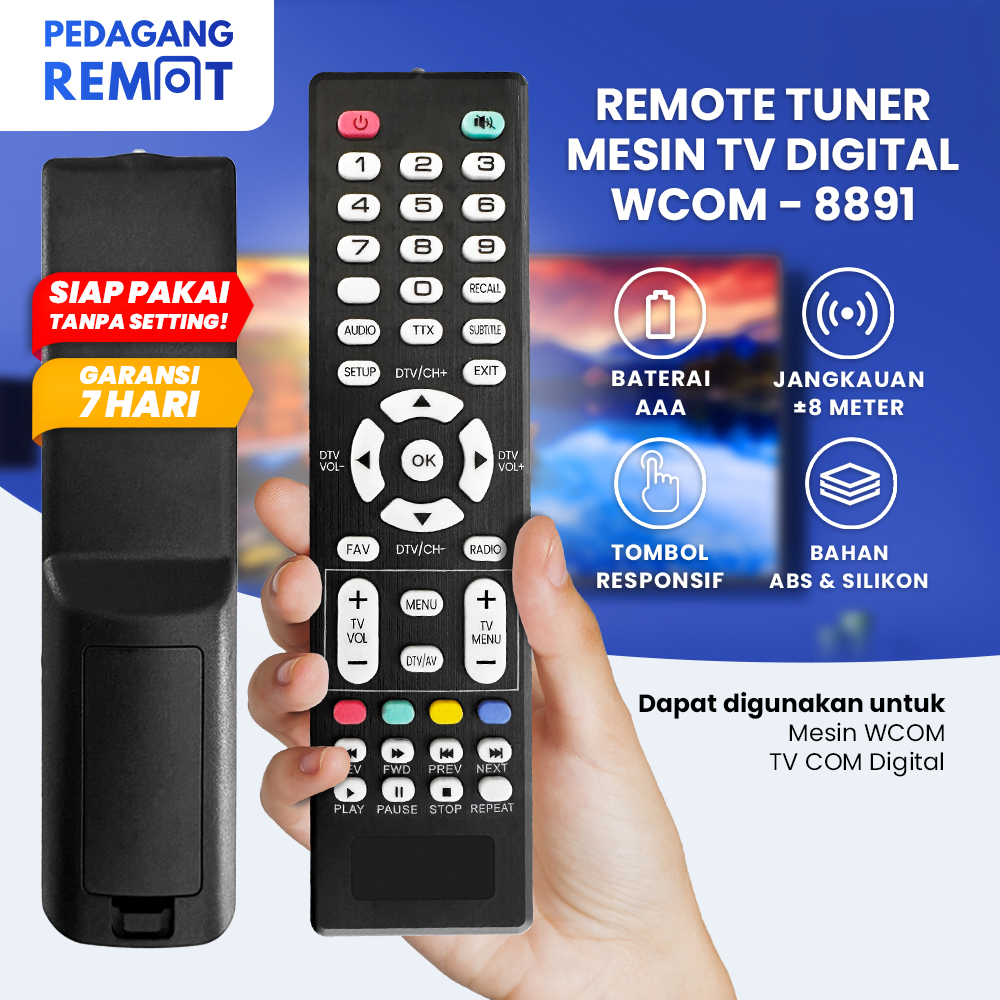 Jual Remote Mesin TV Digital Tuner WCOM Tipe SPQ8991N-DVB / Remot Mesin ...