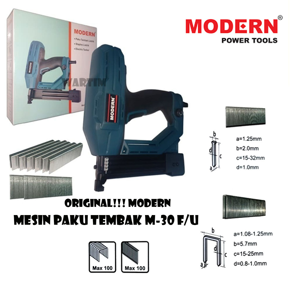 Jual MODERN Alat Tembak Paku Staples Listrik Mod.M-30F/U Air Nailer Electric 2in1 F30 Stapler ...