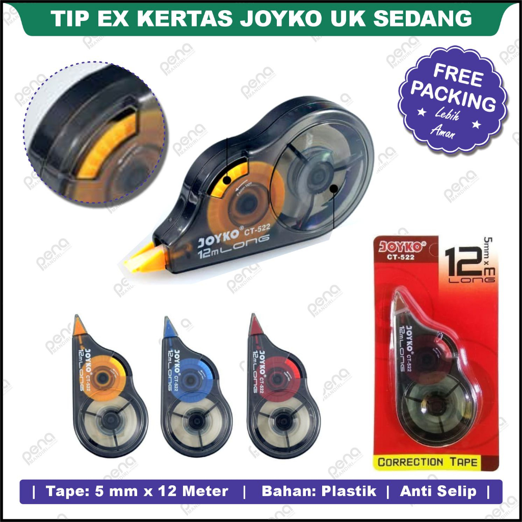 Jual Tip Ex Kertas Tip Ex Murah Correction Tape Joyko CT-522 Ukuran ...