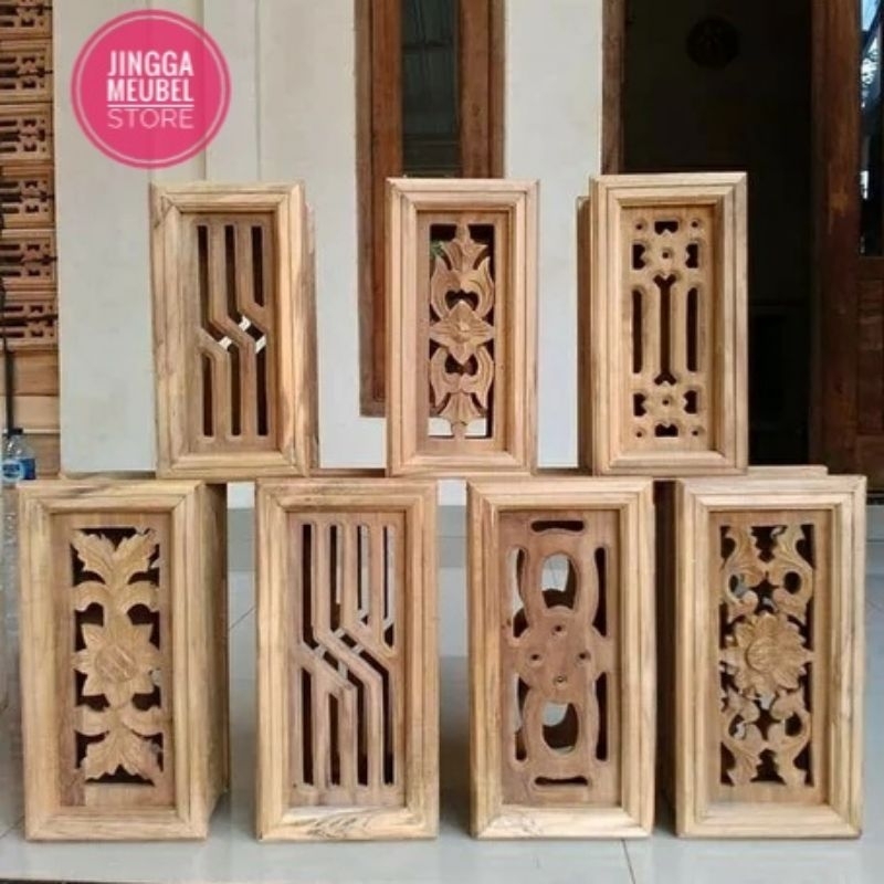 Jual Loster Kayu Jati Roster Kayu Jati ukir 2 muka | Shopee Indonesia