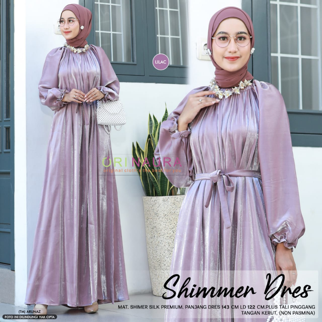 Jual Shimmer Dress Shimmer Dres Silk Premium Gamis Muslim Wanita