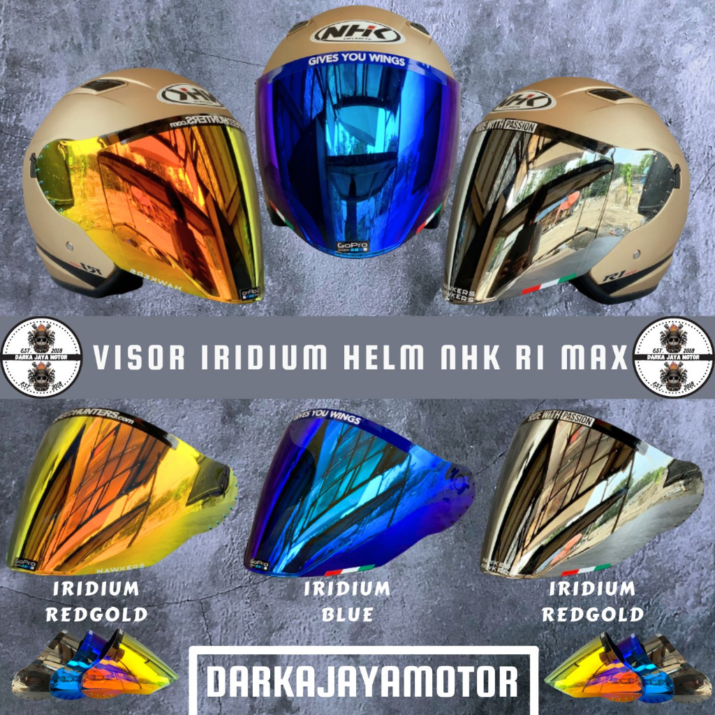 Jual KACA VISOR FLAT HELM NHK R6 || R1 MAX || VISOR IRIDIUM HELM NHK ...
