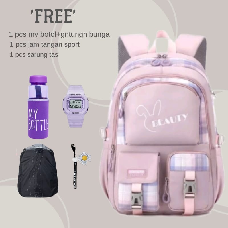 Jual COD Tas Ransel Anak Perempuan Free Botol Minum Mantel Tas Jam ...